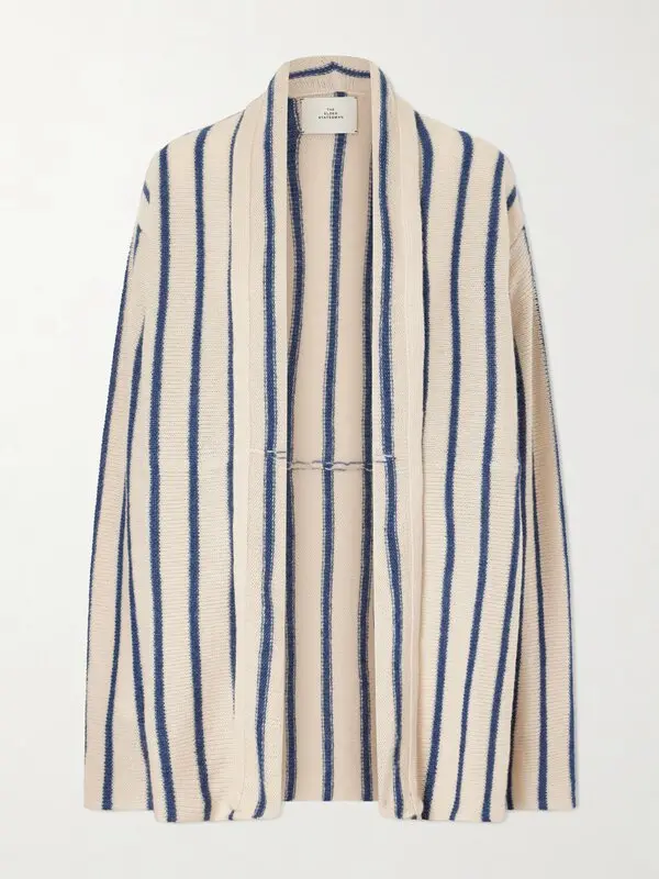 THE ELDER STATESMAN Striped Knitted Cashmere Cardigan - Neutrals