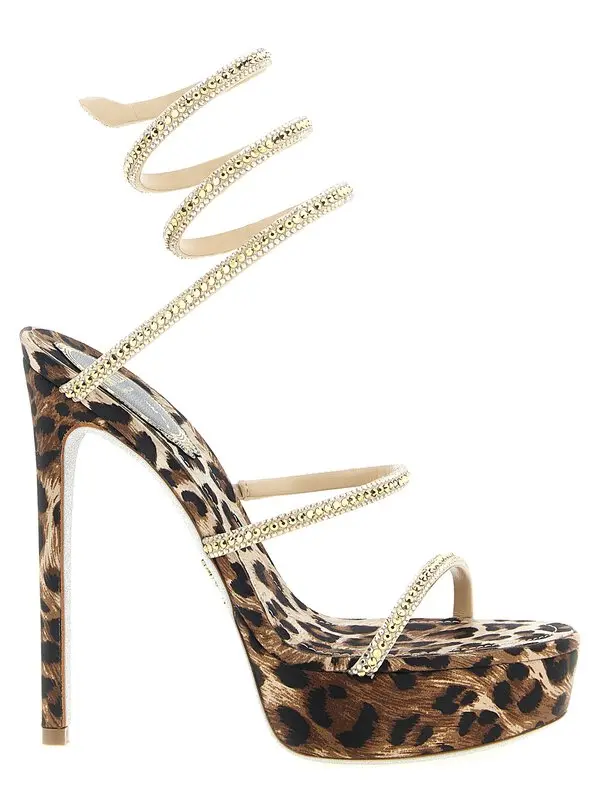 Rene Caovilla Cleo Leopard' Embellished Stiletto Sandals