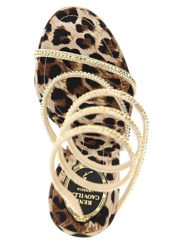 Rene Caovilla Cleo Leopard' Embellished Stiletto Sandals