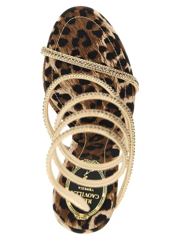 Rene Caovilla Cleo Leopard' Embellished Stiletto Sandals - Multicolor