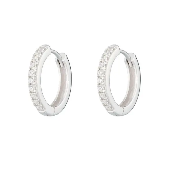 SCREAM PRETTY Large Huggie Earrings With Clear Stones - Silver