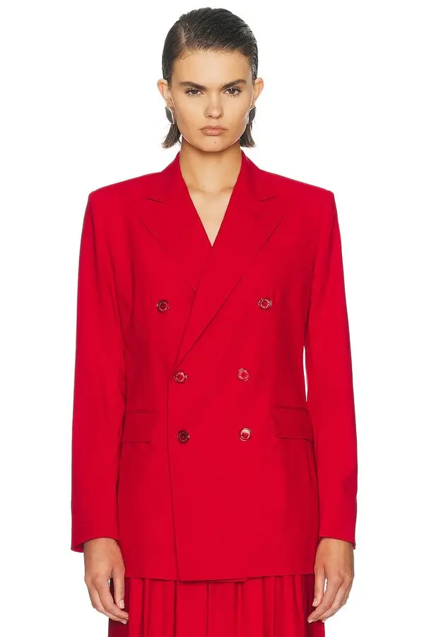 Ralph Lauren Tropical Wool Ramona Blazer In Red - Bright Red