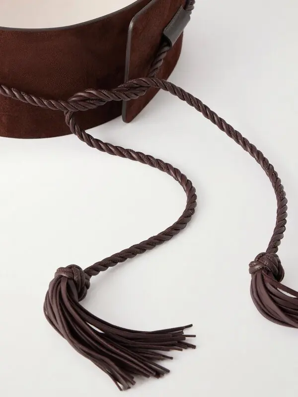 DEHANCHE Sedona Wide Suede Belt With Leather Trim And Tassels