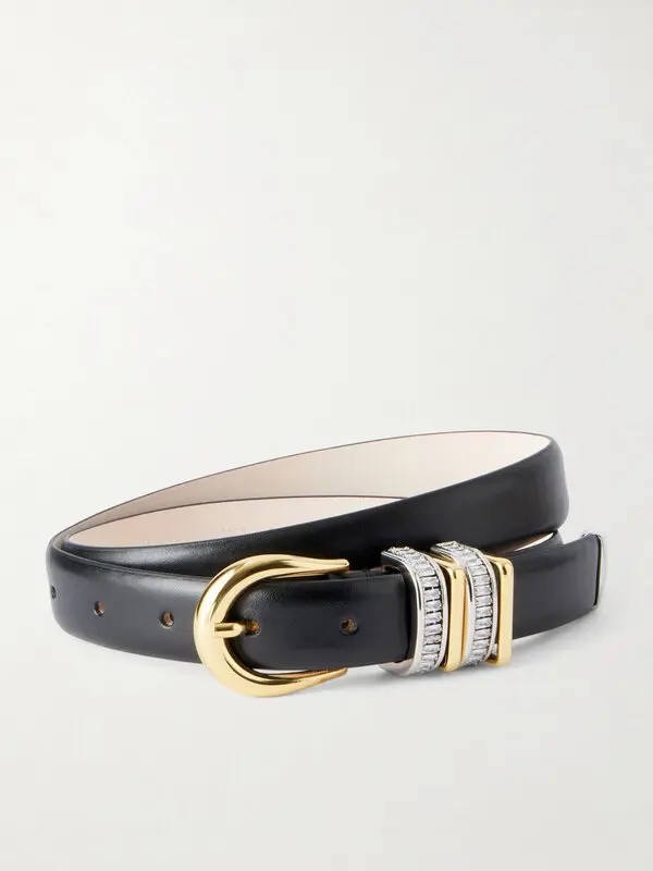 DEHANCHE Hollihock Stone Onyx-embellished Leather Belt - Black