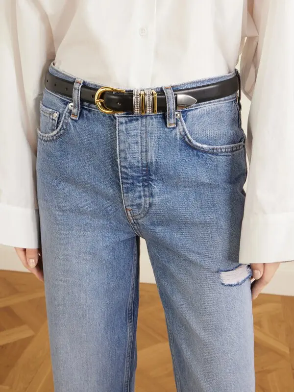 DEHANCHE Hollyhock Stone Onyx Embellished Leather Belt
