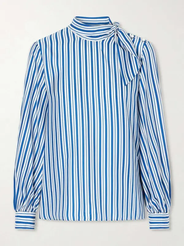 Max Mara Striped Silk Shirt - Blue