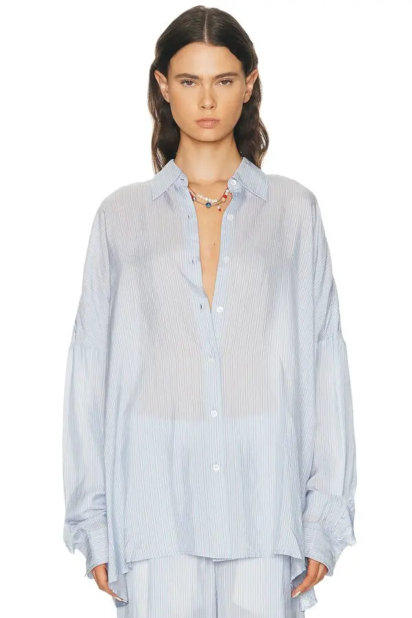 Dries Van Noten Casia Shirt In Baby Blue - Light Blue
