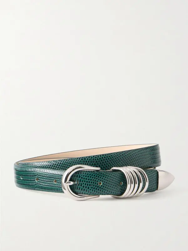 DEHANCHE Hollyhock Lizard-effect Leather Belt - Green