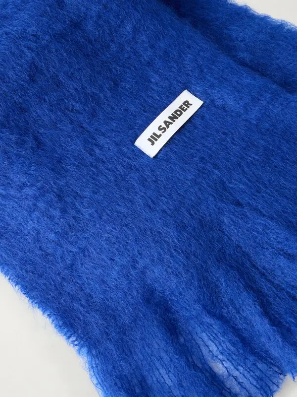JIL SANDER Fringed Virgin Wool Scarf - Blue