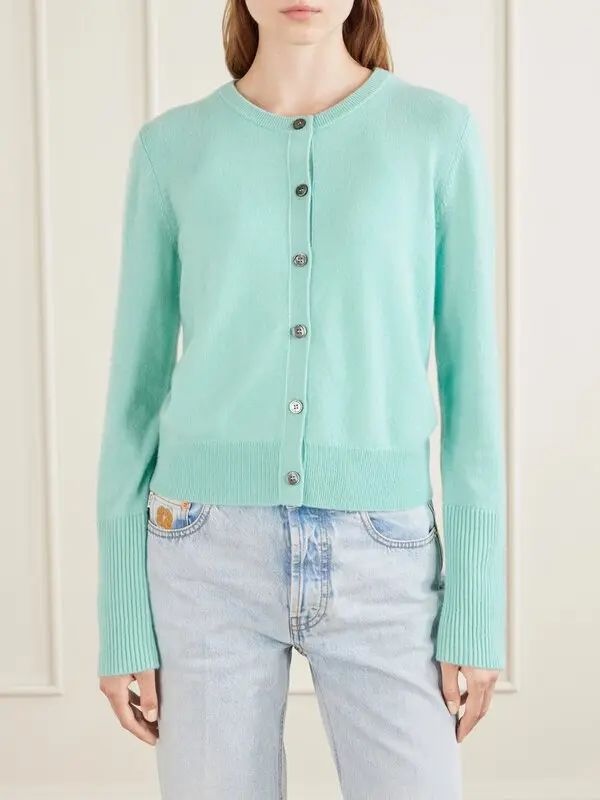 LA LIGNE Cashmere Cardigan With Ribbed Trims And Elongated Cuffs