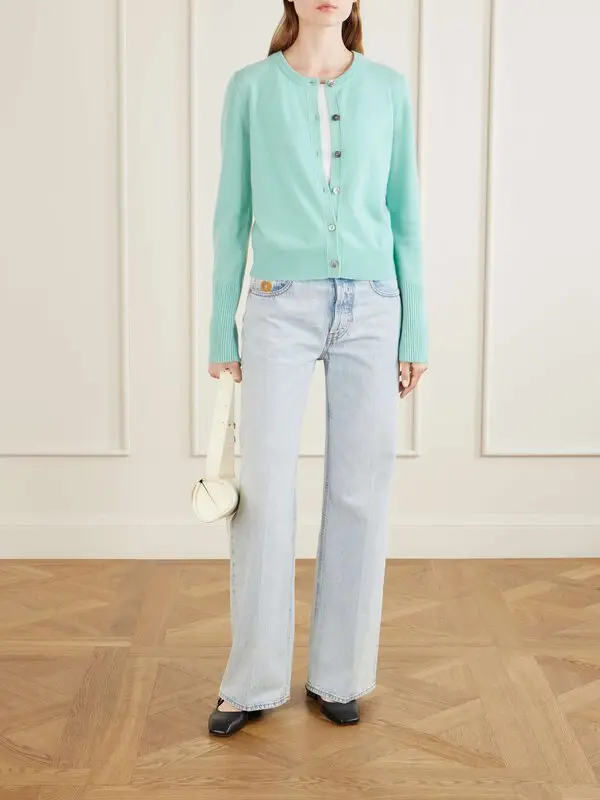 LA LIGNE Cashmere Cardigan With Ribbed Trims And Elongated Cuffs
