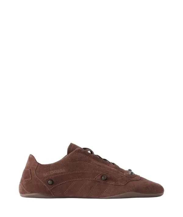 Balenciaga City Studded Suede Sneakers - Brown