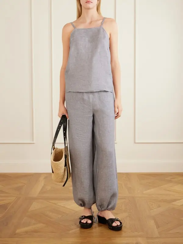 ERES Bienheureux Linen Straight-leg Drawstring Pants