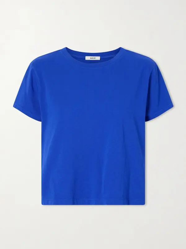 AGOLDE Adine Cropped Organic Cotton-jersey T-shirt - Blue