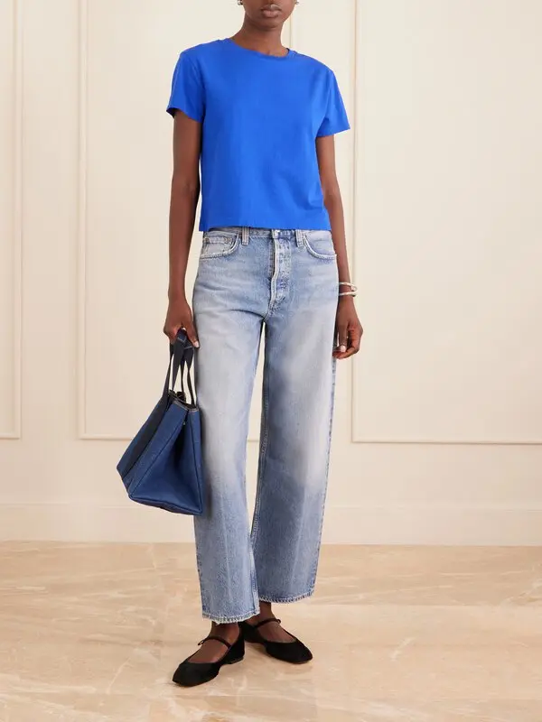 AGOLDE Adine Cropped Organic Cotton-jersey T-shirt - Blue