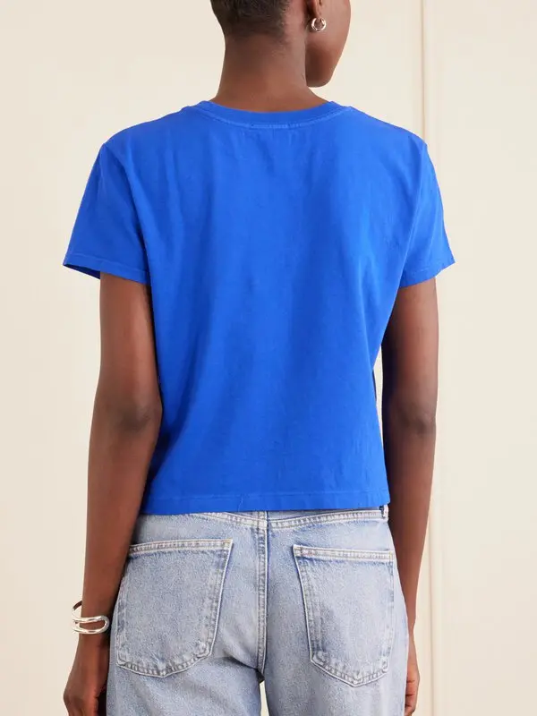 AGOLDE Adine Cropped Organic Cotton-jersey T-shirt - Blue