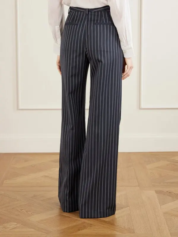 NILI LOTAN Rivers Pinstriped Wool Wide-leg Trousers