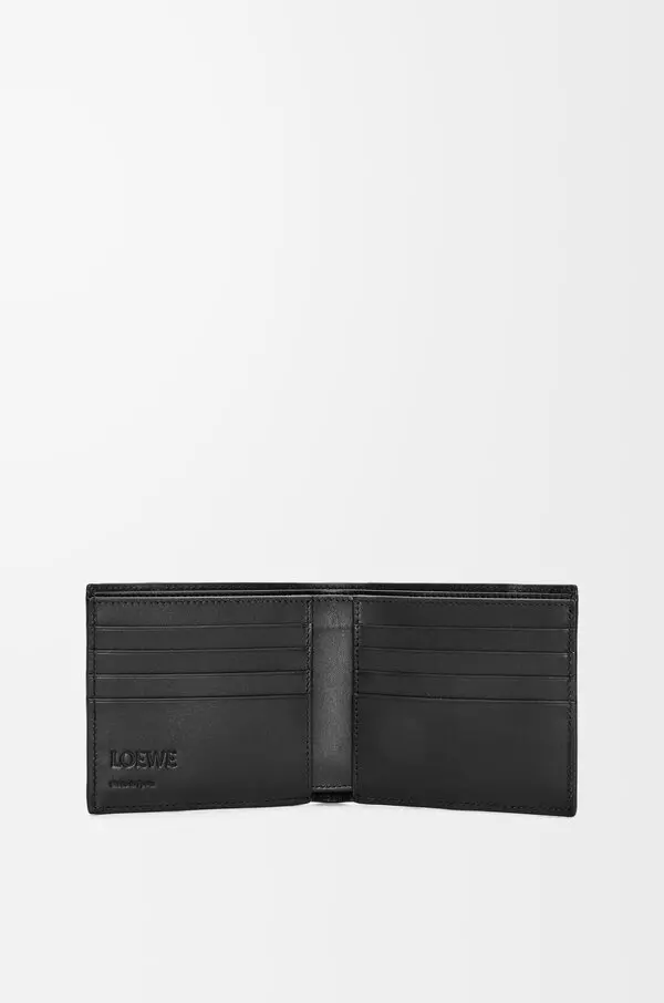 Loewe Puzzle Bifold Wallet In Supple Grained Leather Skin - Black