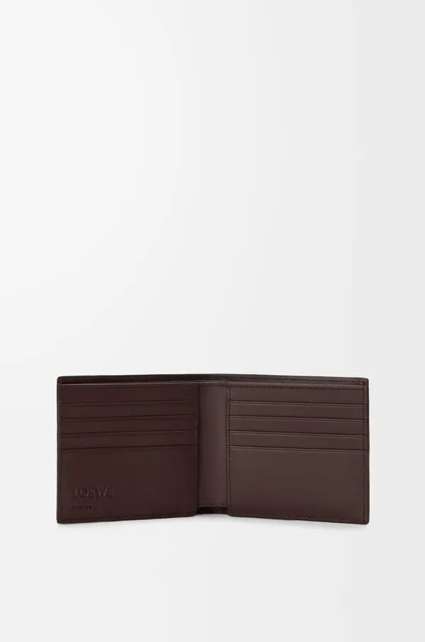 Loewe Puzzle Bifold Wallet In Supple Grained Leather Skin - Chocolate