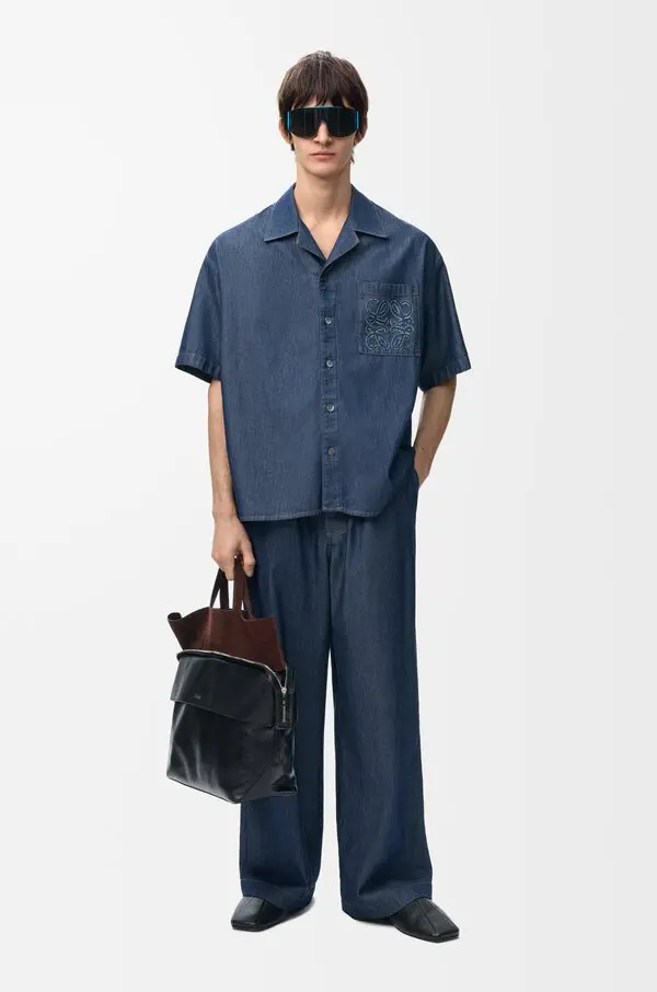 Loewe Drawstring Trousers In Cotton - Denim Blue