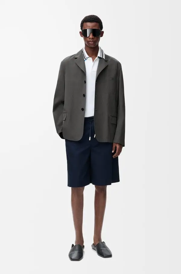 Loewe Jacket In Cotton And Silk - Medium Grey