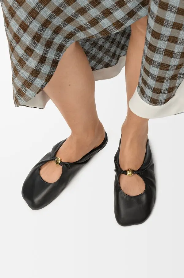 Loewe Pebble Soft Mule In Nappa Lambskin - Black