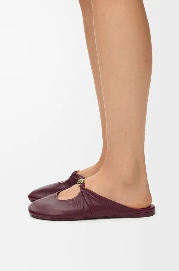 Loewe Pebble Soft Mule In Nappa Lambskin - Dark Burgundy