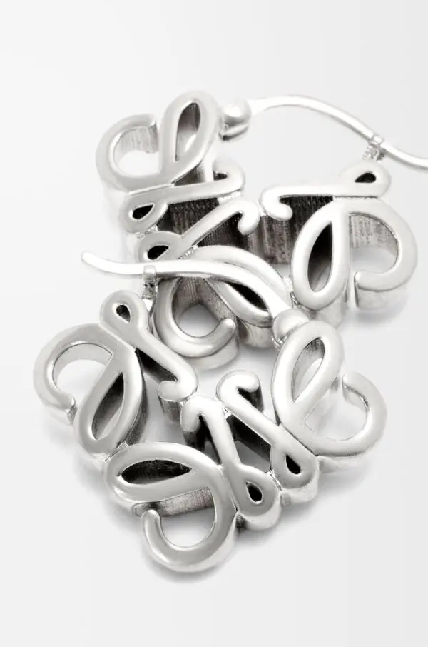 Loewe Anagram Bombé Hoop Earrings In Sterling