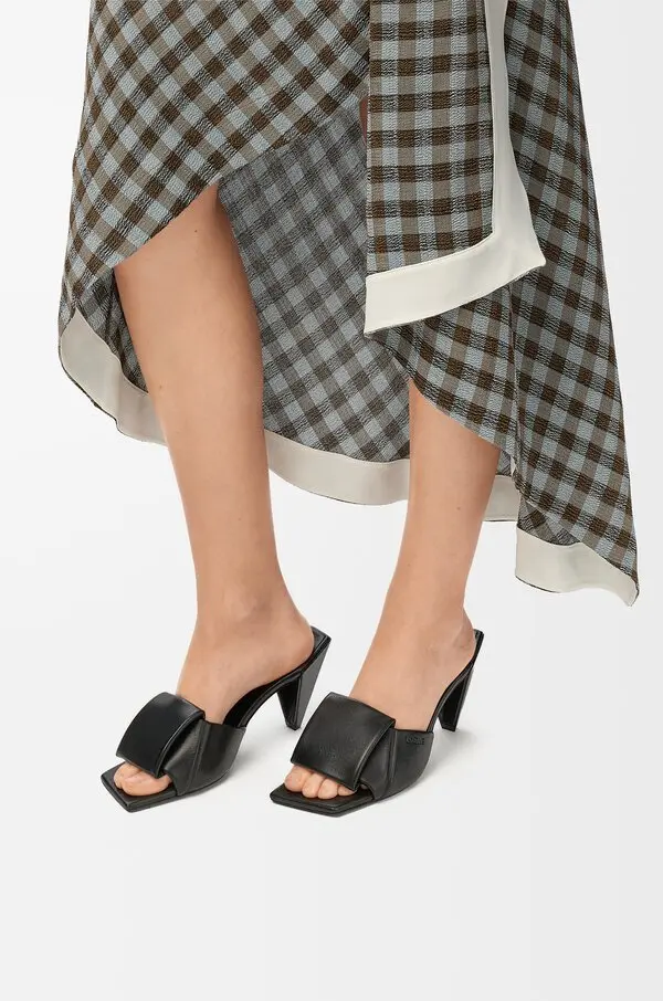 Loewe Lambskin Origami Slide High Heels - Black
