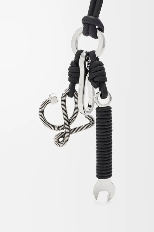 Loewe Multi Tool Charm In Brass And Leather Skin - Black
