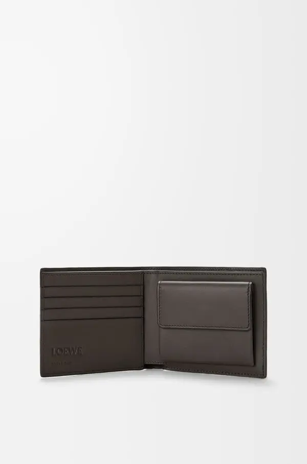 Loewe Puzzle Bifold Coin Wallet In Supple Grained Leather Skin - Dark Grey