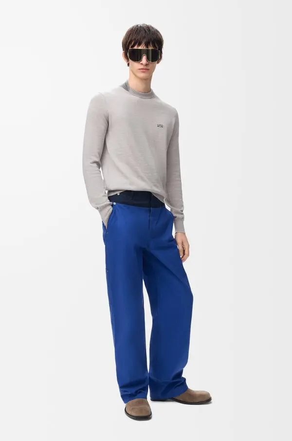 Loewe Sweater In Merino Wool - Light Grey/grey