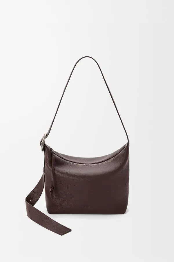 Loewe Medium Loop Hobo In Supple Grained Leather Skin - Chocolate