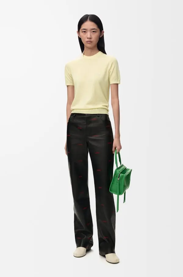 Loewe Top In Merino Wool - Light Yellow/white