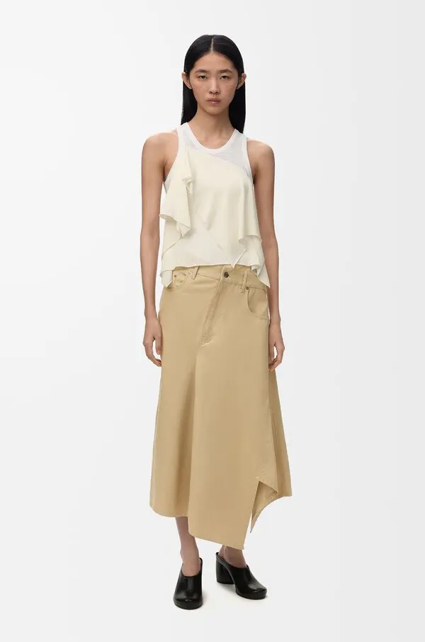 Loewe Asymmetric Skirt In Cotton - Beige