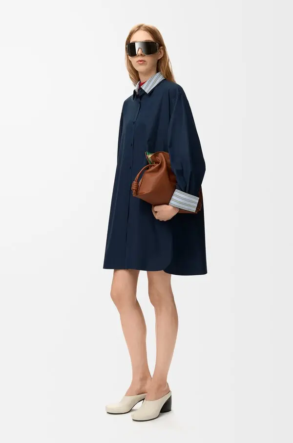 Loewe Shirt Dress In Cotton - Navy Blue