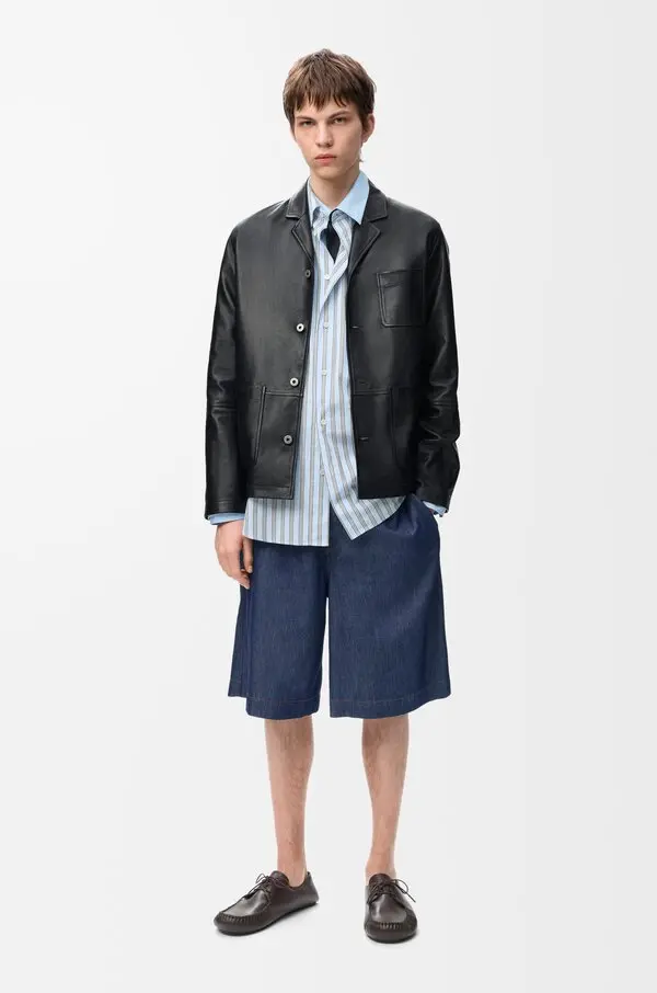 Loewe Workwear Jacket In Nappa Lambskin - Black