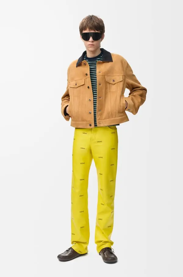 Loewe Trucker Jacket In Suede Goat Skin - Camel