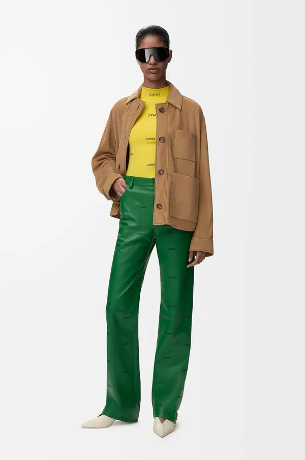 Loewe Suede Leather Workwear Jacket With Asymmetrical Hem - Tan