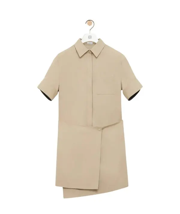 Loewe Cotton And Silk Gabardine Wrap Dress - Beige