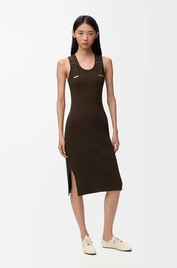Loewe Dress In Stretch Cotton - Brown
