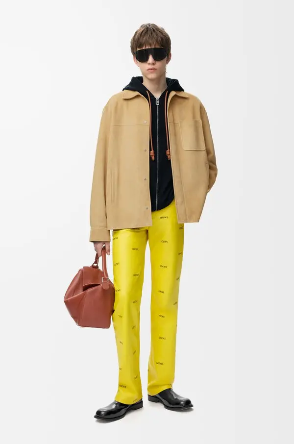 Loewe Overshirt In Suede Lambskin - Beige