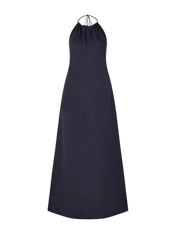 NILI LOTAN Lelia Halterneck Linen-voile Maxi Dress - Blue