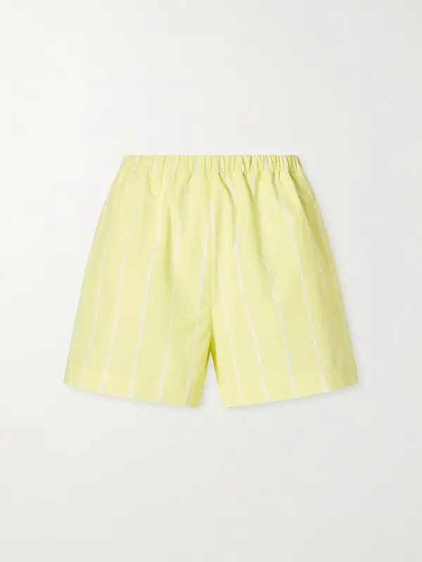LIDO Striped Cotton-poplin Shorts - Yellow