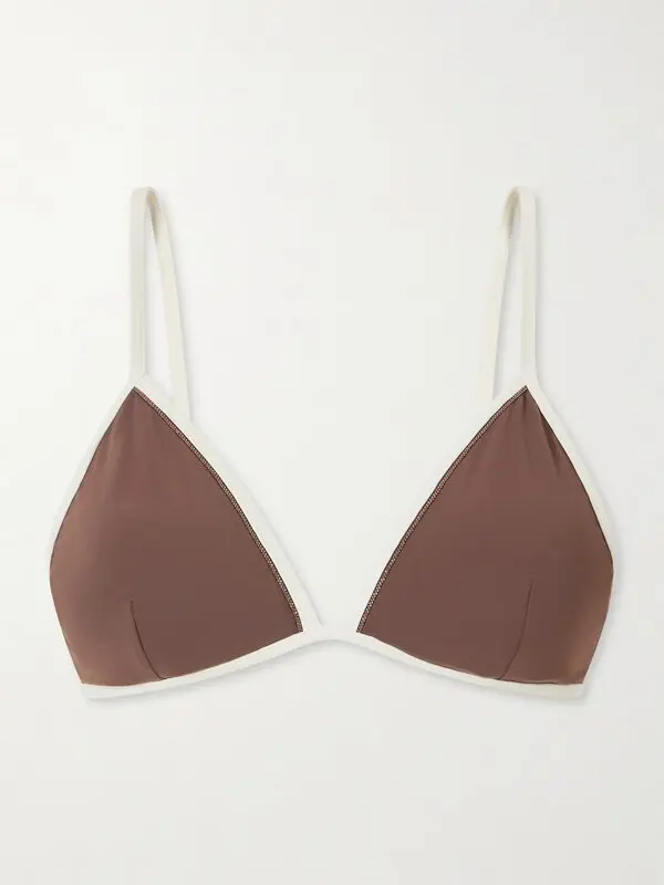 Brunello Cucinelli Embellished Triangle Bikini Top - Brown