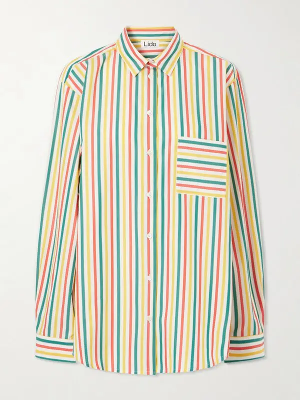 LIDO Striped Cotton-poplin Shirt - Yellow