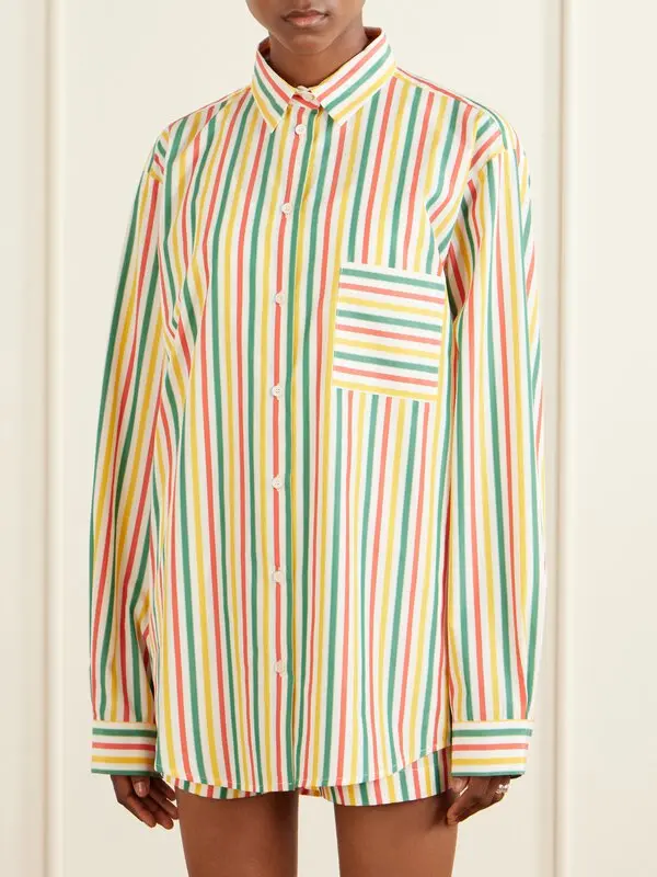 LIDO Striped Cotton-poplin Shirt - Yellow