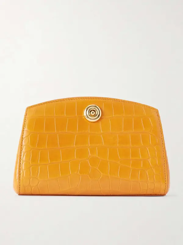 LIFFNER Pushlock Croc-effect Leather Clutch - Bright Orange