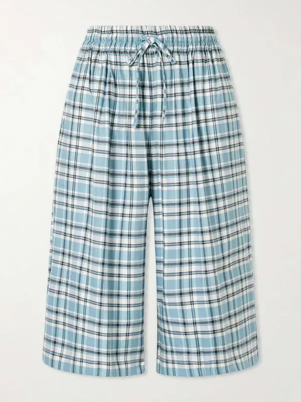 Acne Studios Embroidered Checked Flannel Shorts - Blue