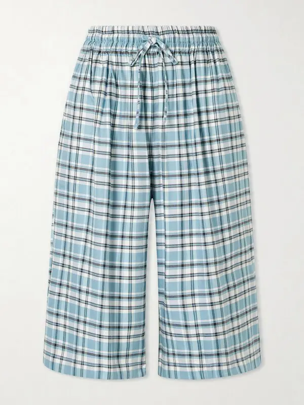 Acne Studios Embroidered Checked Flannel Shorts - Blue